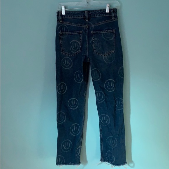 Jeans | Smiley Face Bleach High Waist Straight Leg Jeans | Poshmark